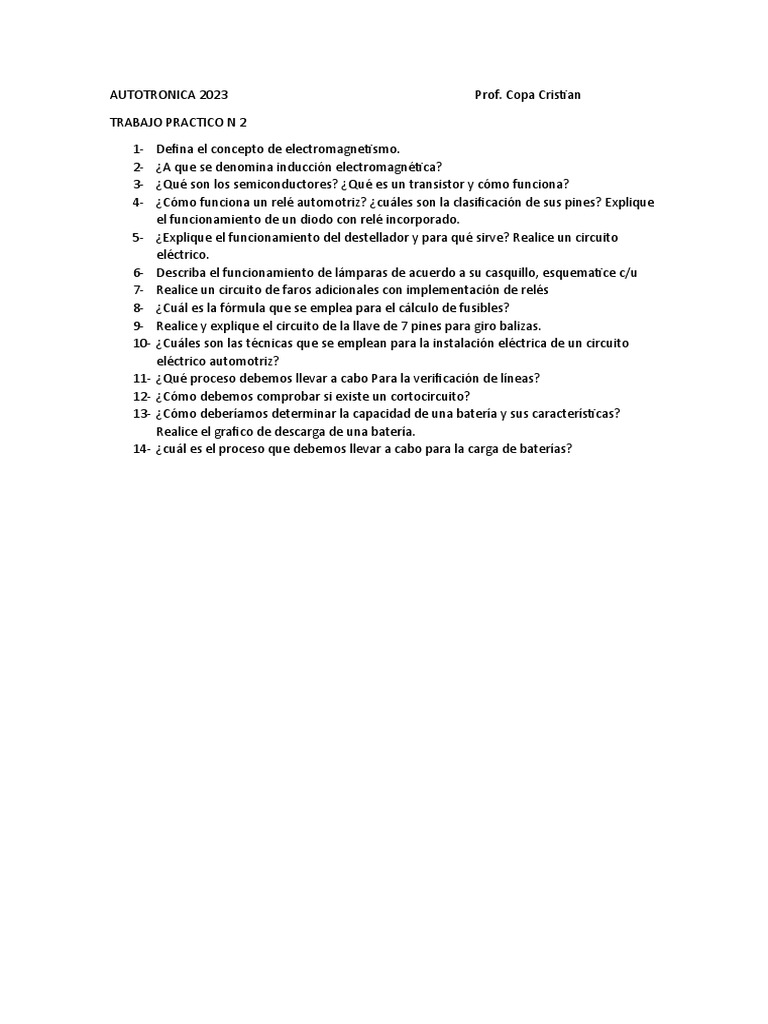 Trabajo Practico N2 Autotronica | PDF Trabajo Practico N2 Autotronica | PDF