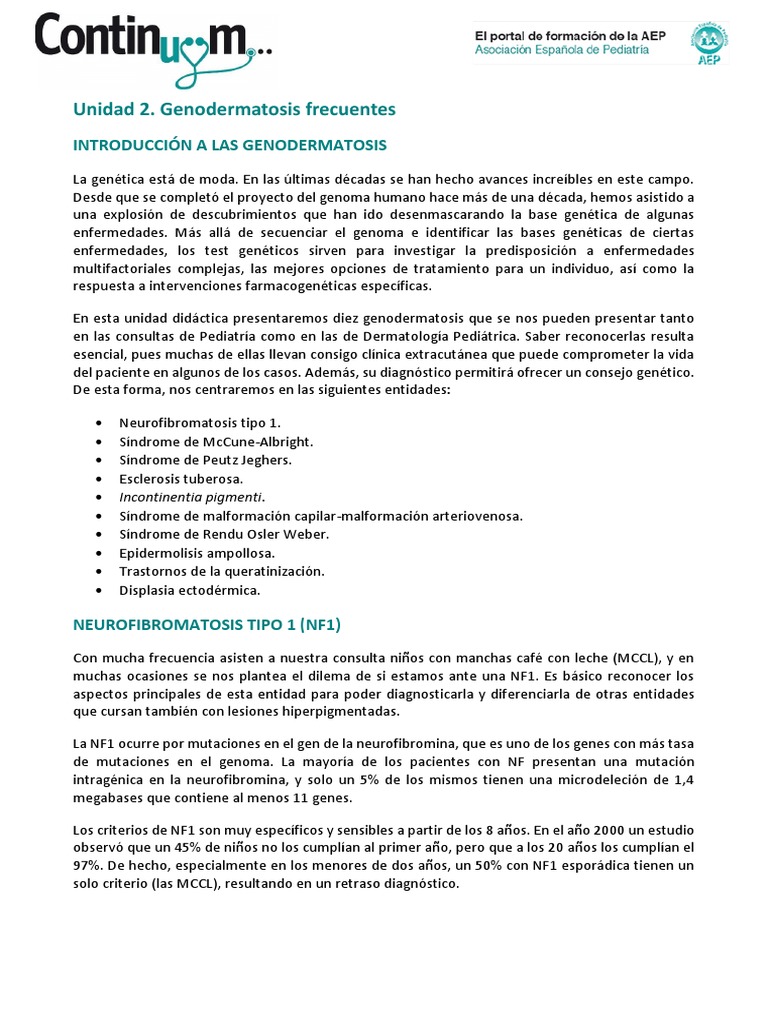 Unidad 2. Genodermatosis Frecuentes 2022 | PDF | Ciencia y matemáticas