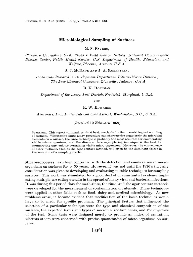 Surface Microbial Sampling Guide | PDF | Agar | Assay