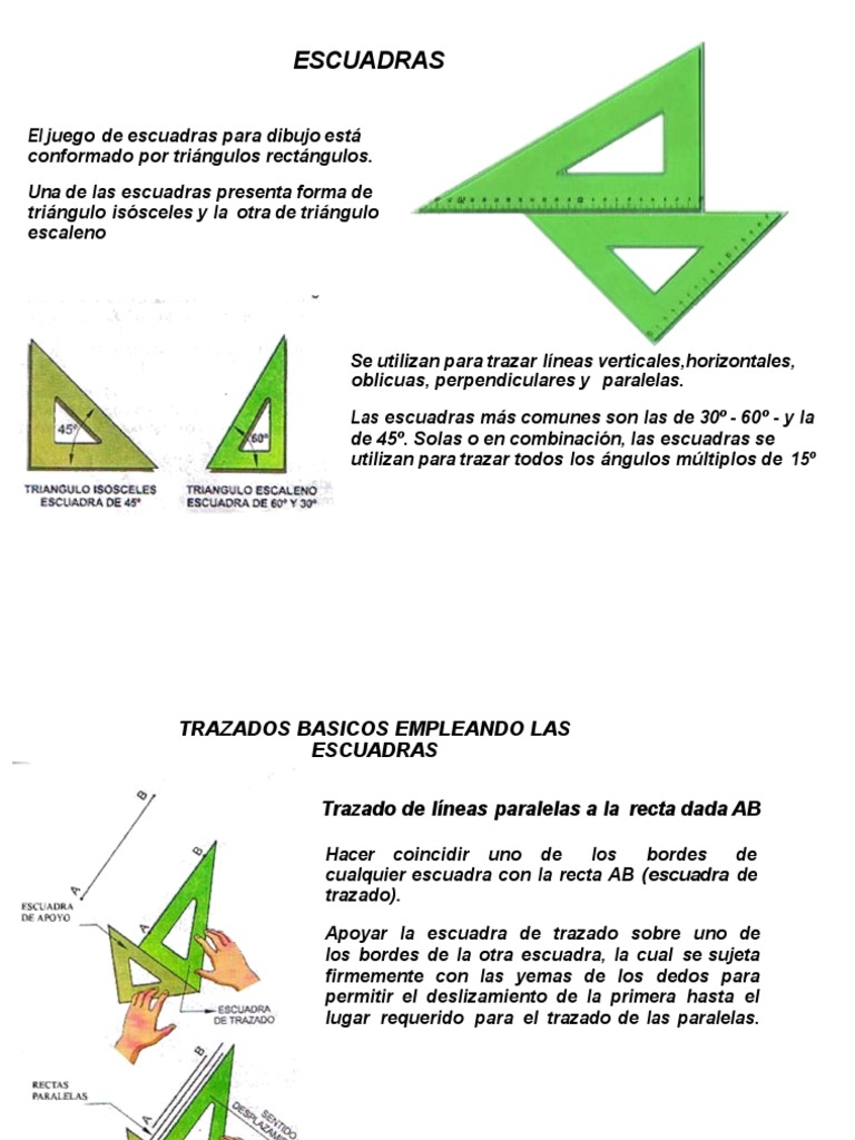 Material Complementario_ Guia uso de Escuadras_LT 1er año | PDF | Triángulo | Geometría triangular
