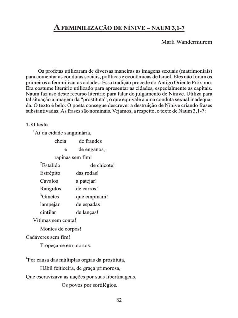 Feminilização de Nínive em Naum 3:1-7 | PDF | Assíria | Reino de Judá