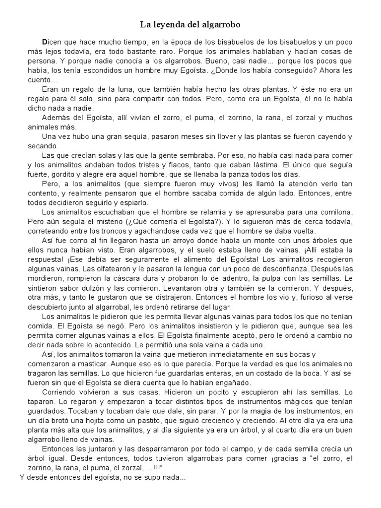La Leyenda Del Algarrobo | PDF