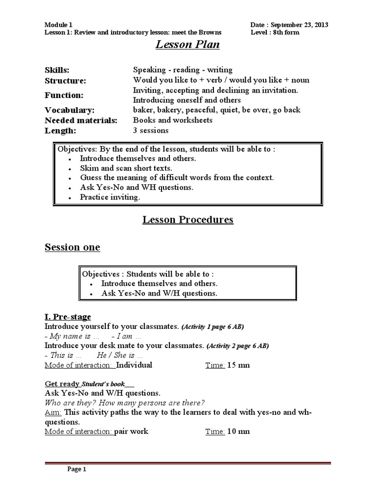 Lesson Plan Download Free Pdf Question Cognition