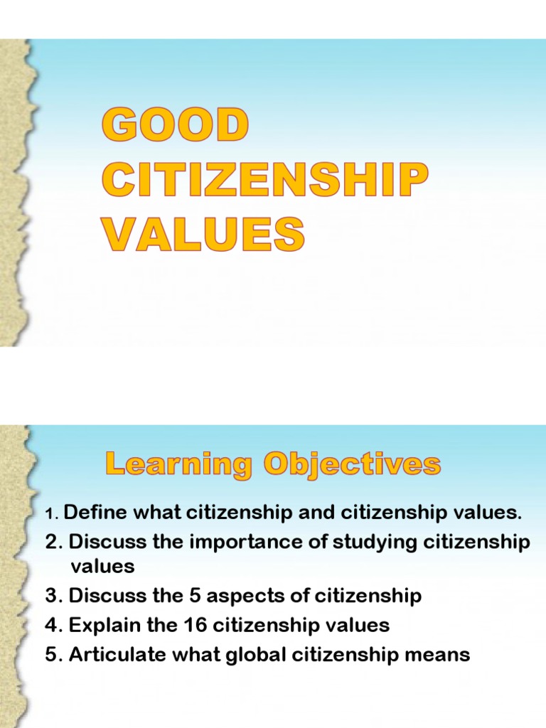 Understanding Good Citizenship Values | PDF | Citizenship | Family