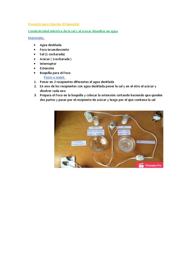 Conductividad eléctrica: Sal vs Azúcar | PDF