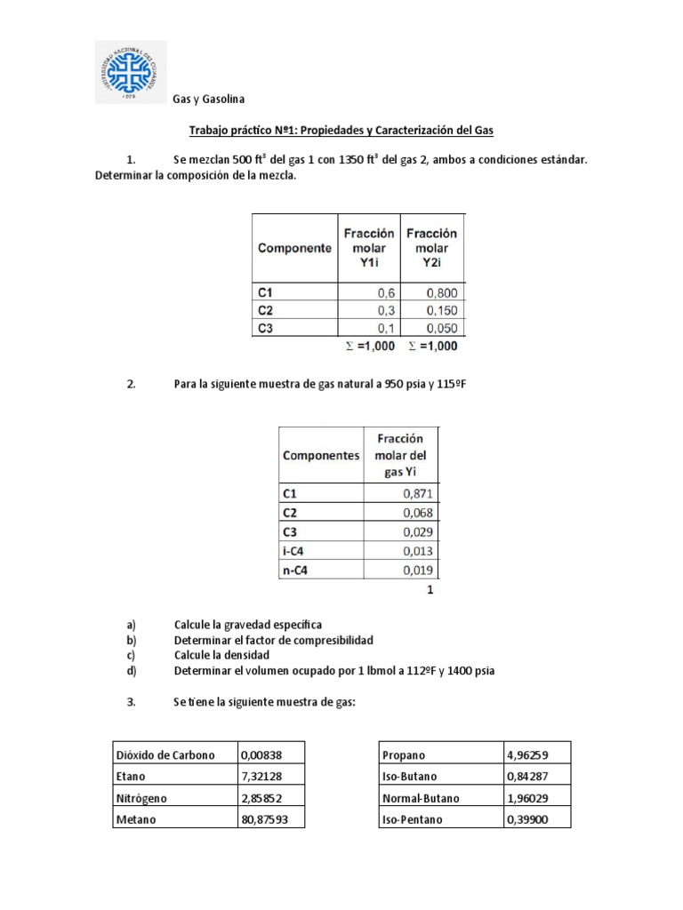 TP #1 Propiedades y Caracterización Del Gas | PDF