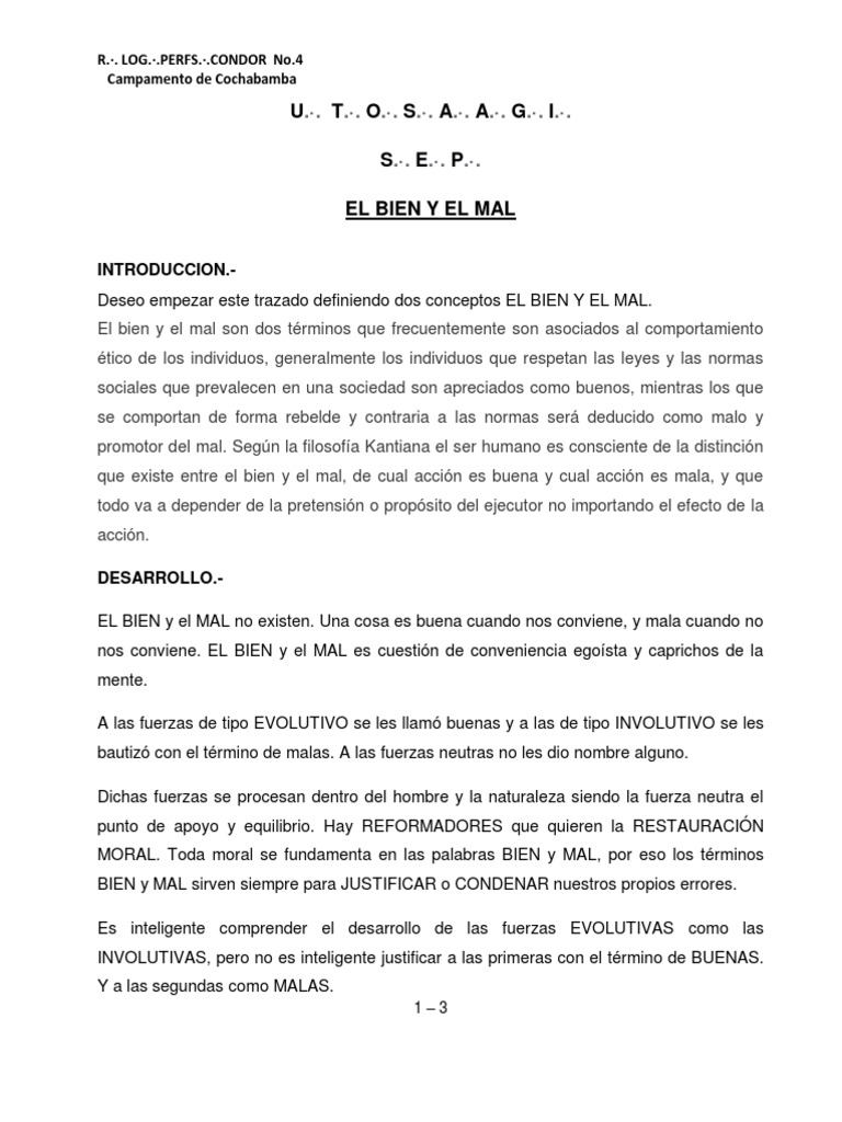 Bien y Mal: Reflexiones Éticas Profundas | PDF | Mal | Moralidad