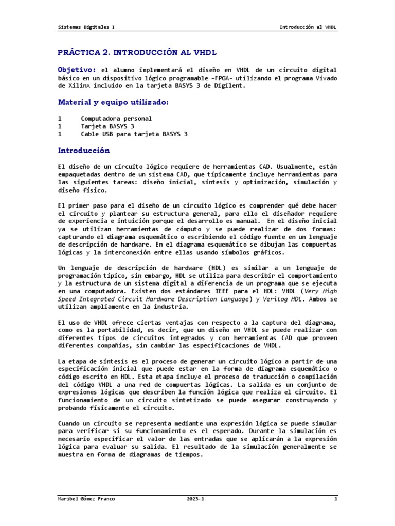 SD1 PR2 Introduccion VHDL 2023-1 | Descargar gratis PDF | Vhdl ... SD1 PR2 Introduccion VHDL 2023-1 | Descargar gratis PDF | Vhdl ...