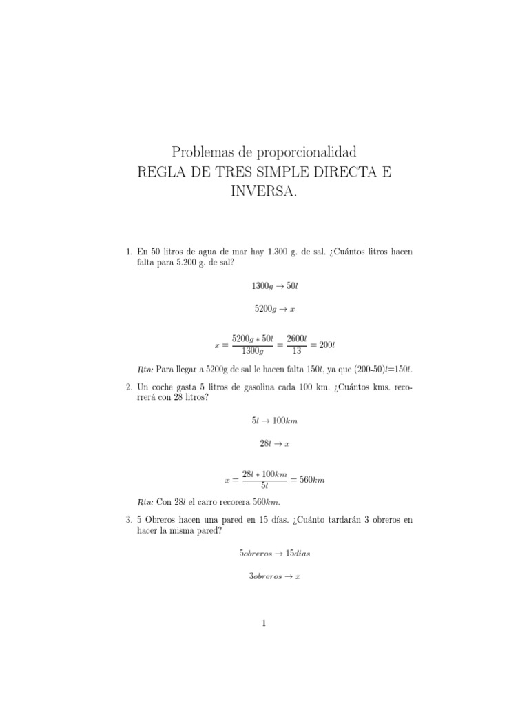 Regla de 3 Directa e Inversa | PDF