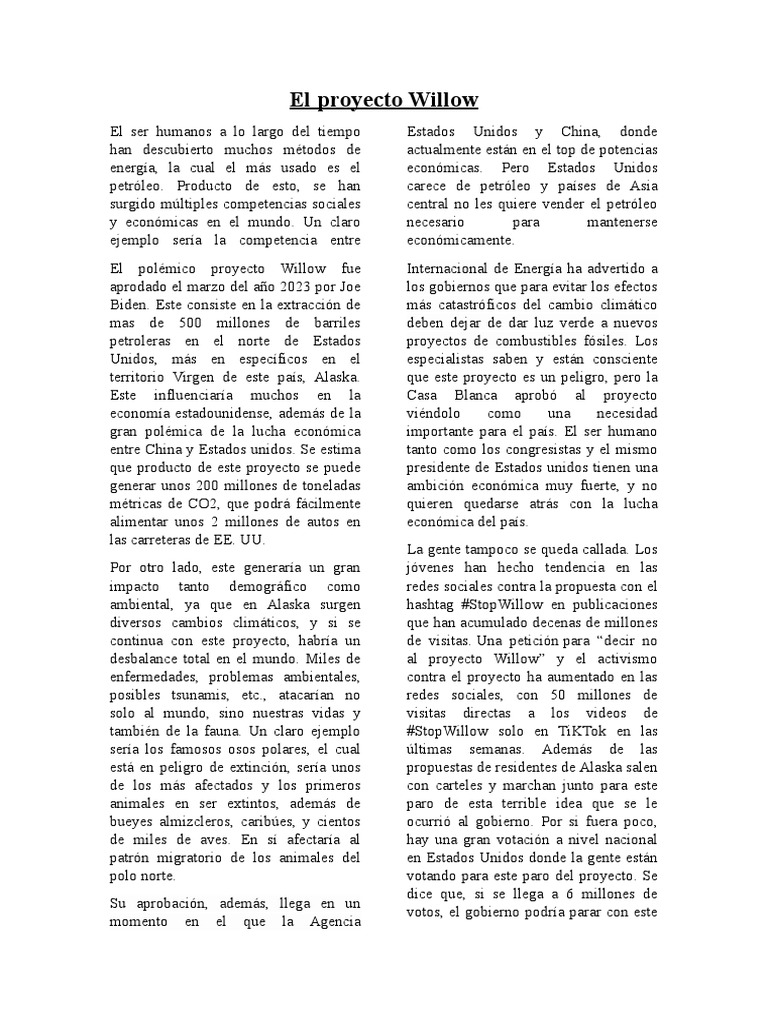 El Proyecto Willow | PDF | Los Estados Unidos | Petróleo