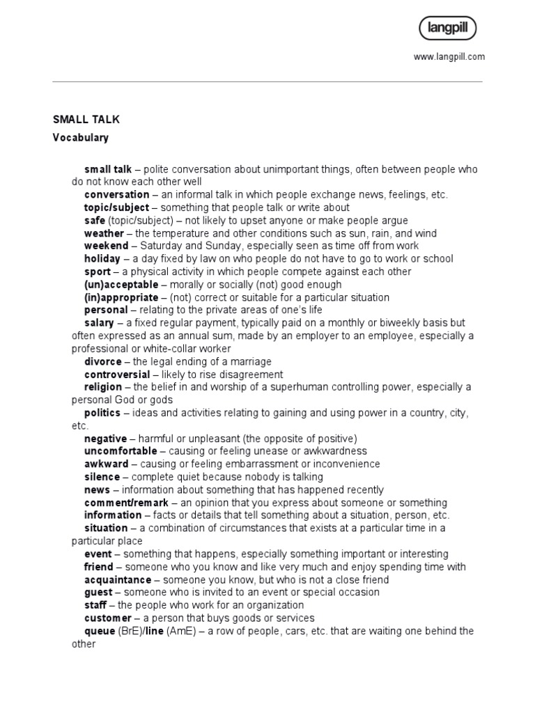 1.1 (Textbook) Small Talk | PDF | Language Arts & Discipline