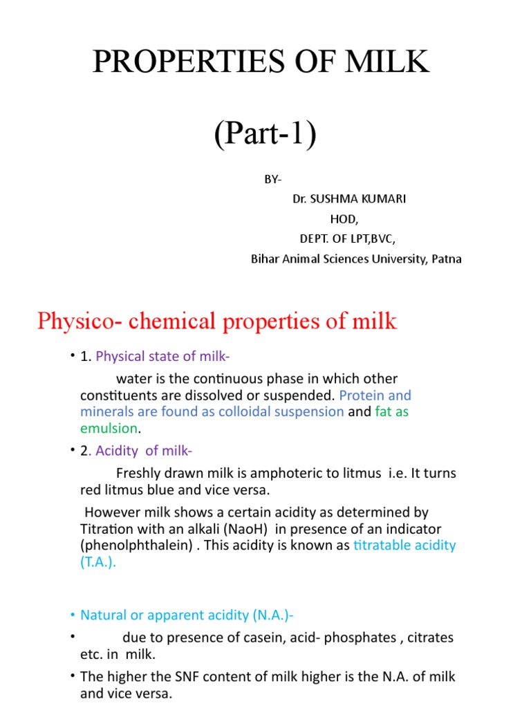 Properties of Milk Part 1 | PDF | Milk | Physical Sciences