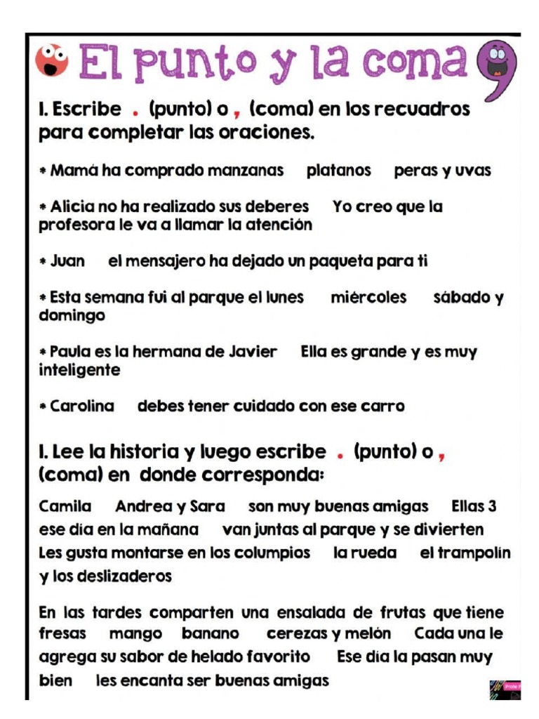 Guia Uso de La Coma y El Punto. | PDF