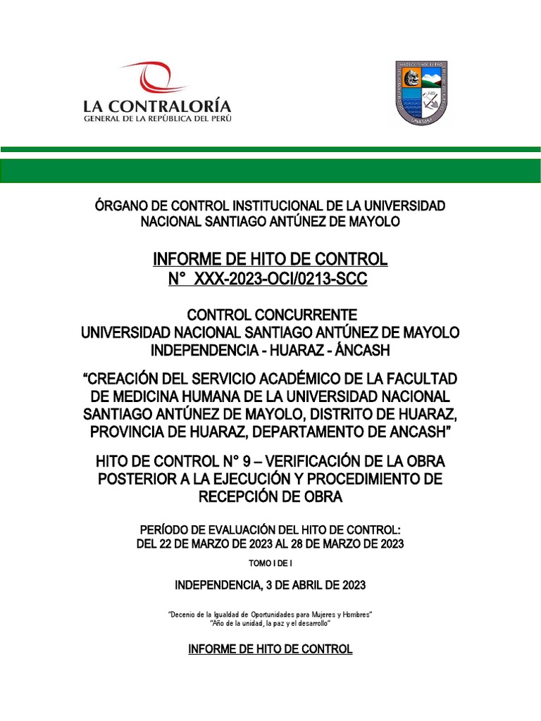 Primera Informe de Hito de Control 9 FM, 03.04.23 | Descargar gratis PDF | Loseta | Hormigón