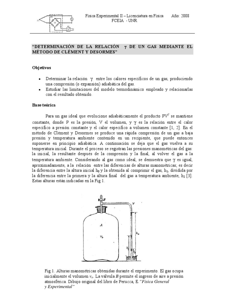 Metodo de Clement y Desormes | PDF | Gases | Vacío