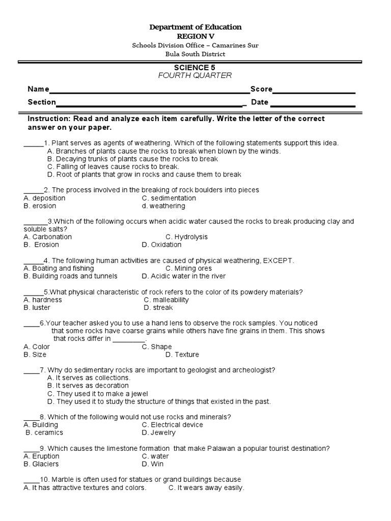 4th Quarter Science 5 | PDF