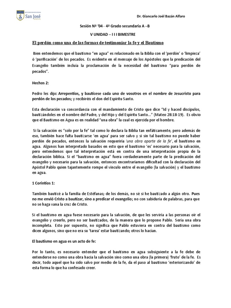 SESIÓN #04 - El Perdón Como Una de Las Formas de Testimoniar La Fe y El ...