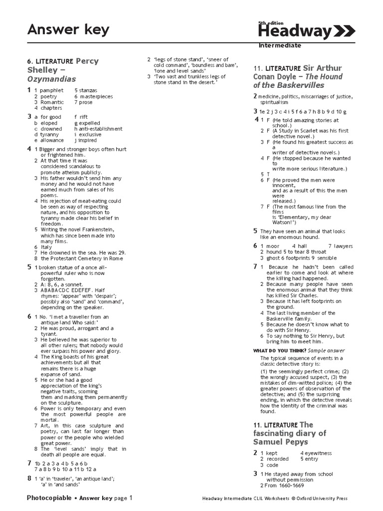 Headway Intermediate CLIL Worksheet Answerkey, 5th Edition - 2019 | PDF | Climate Change ...
