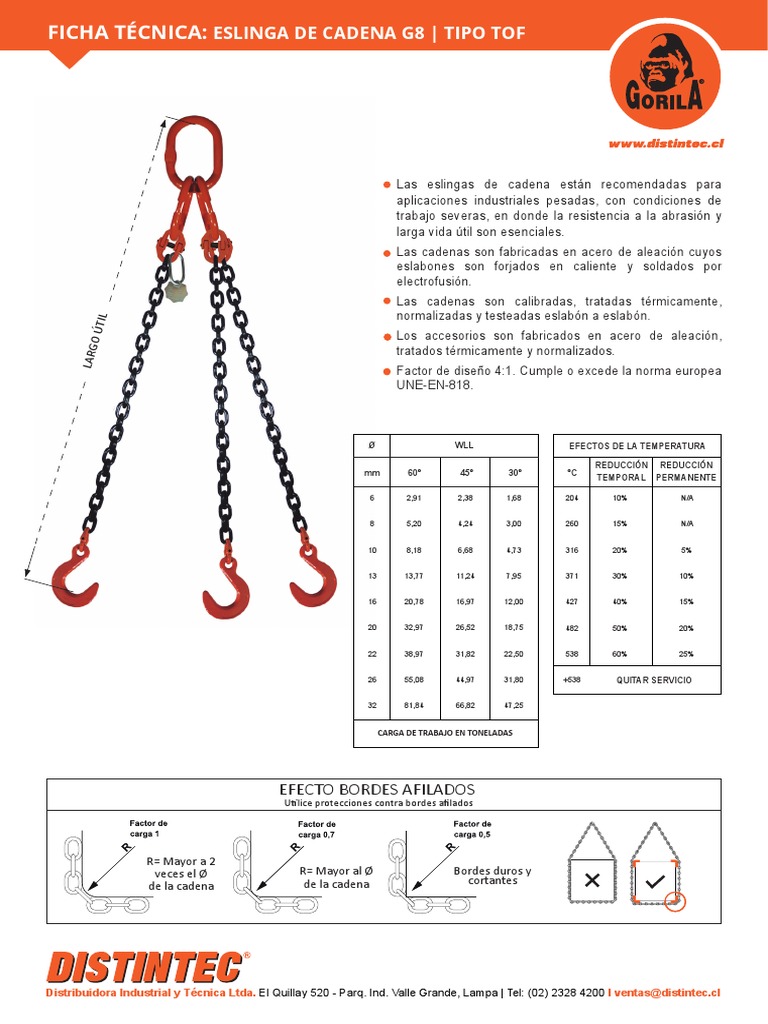 Eslinga de Cadena g8 3 Ramal | PDF | Rieles | Materiales