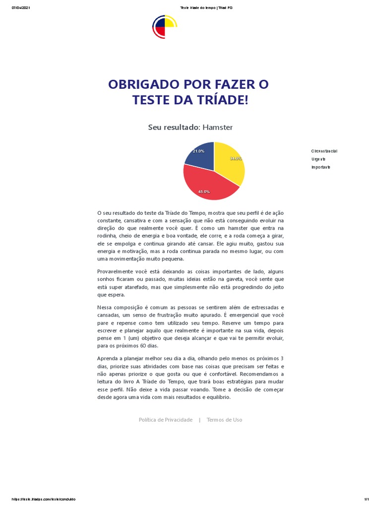 Teste Tríade Do Tempo Triad PS | PDF | Tempo