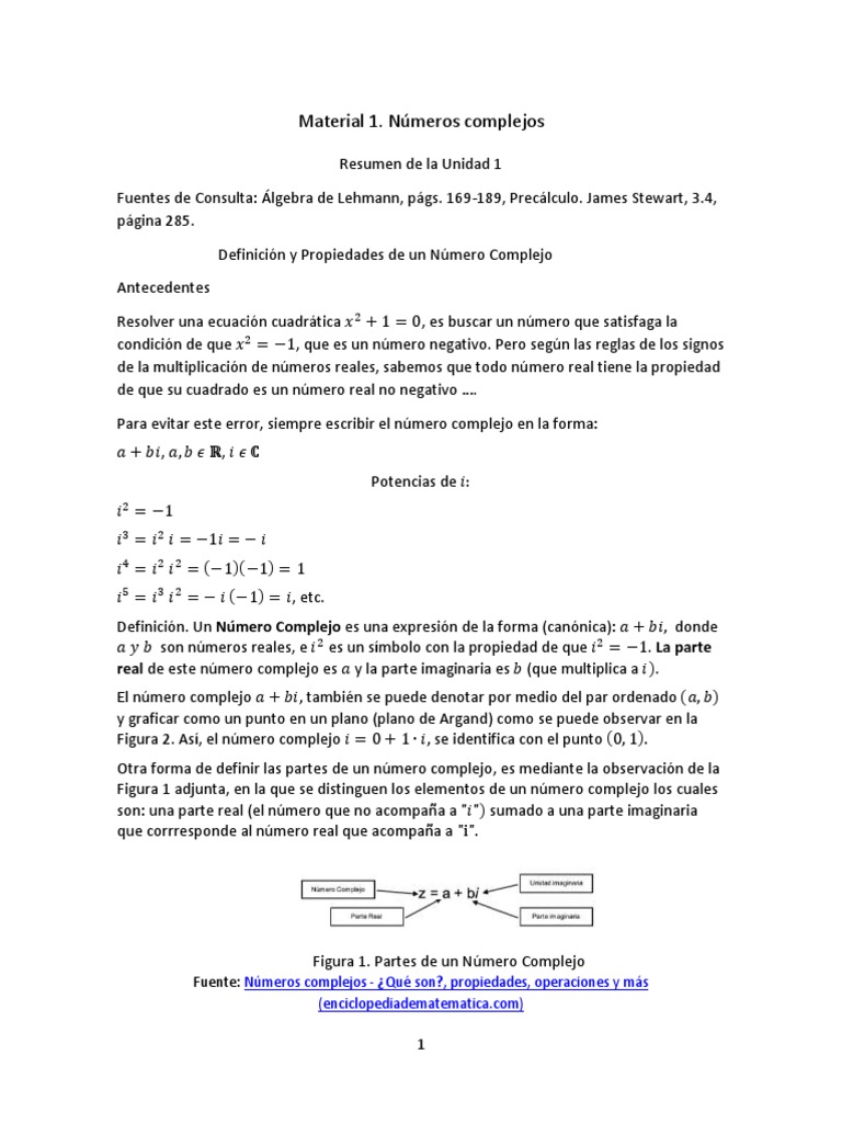 Material T1. Números Complejos | PDF | Número complejo | Números