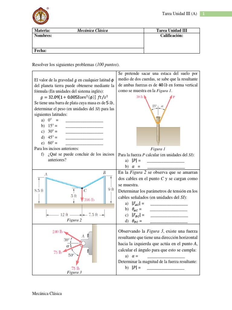 MEC U3 (Tarea 1) | PDF | Fuerza | Fricción