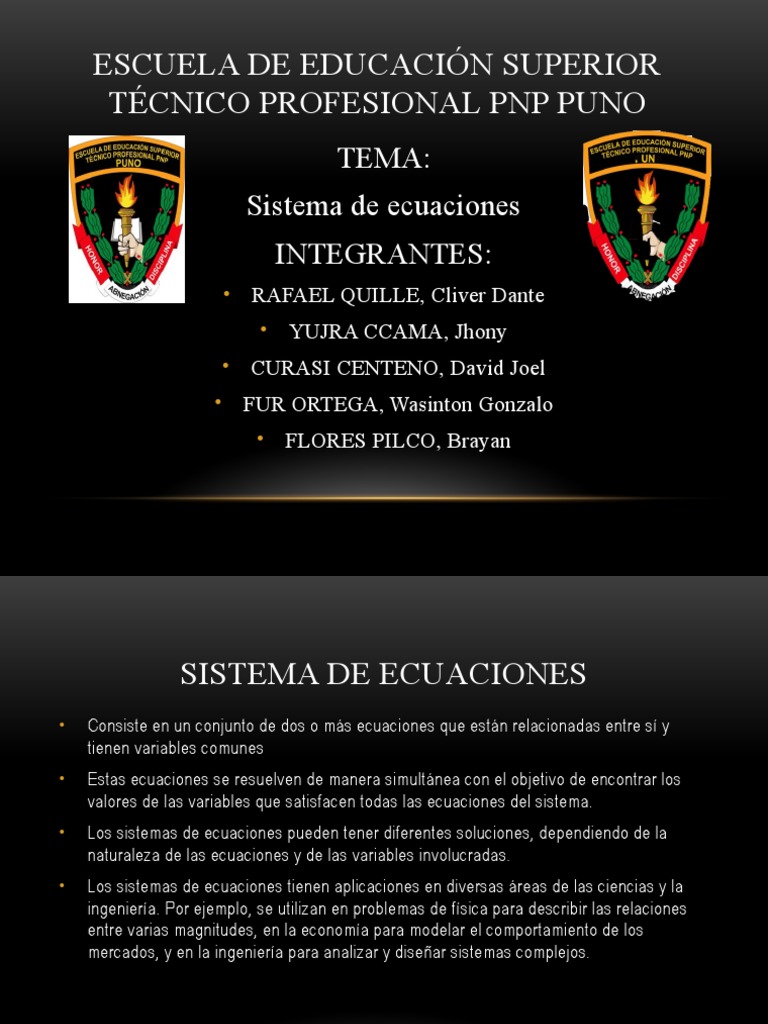 Sistema de Ecuacion Diapositiva | PDF | Ecuaciones | Sistema de ...