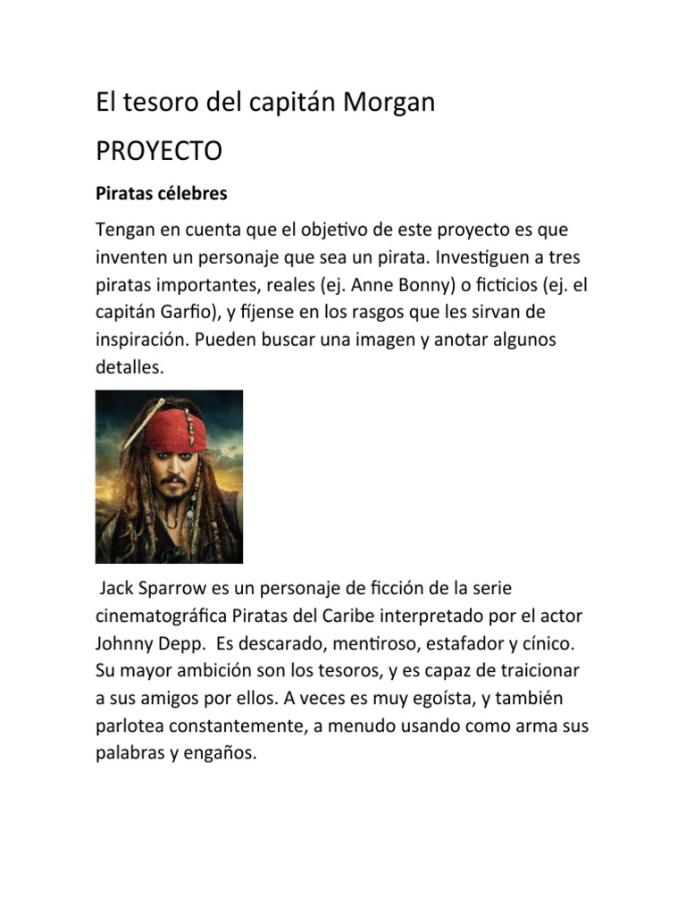 Proyecto de El Tesoro Dell Capitan Morgan | PDF | Piratería