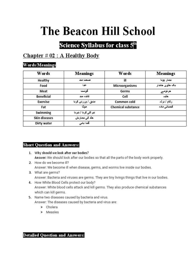 Science Syllabus Class 5th CH 2 | PDF | Microorganism | Bacteria