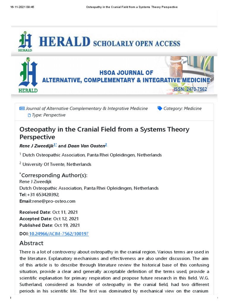 Osteopathy in The Cranial Field From A S | PDF