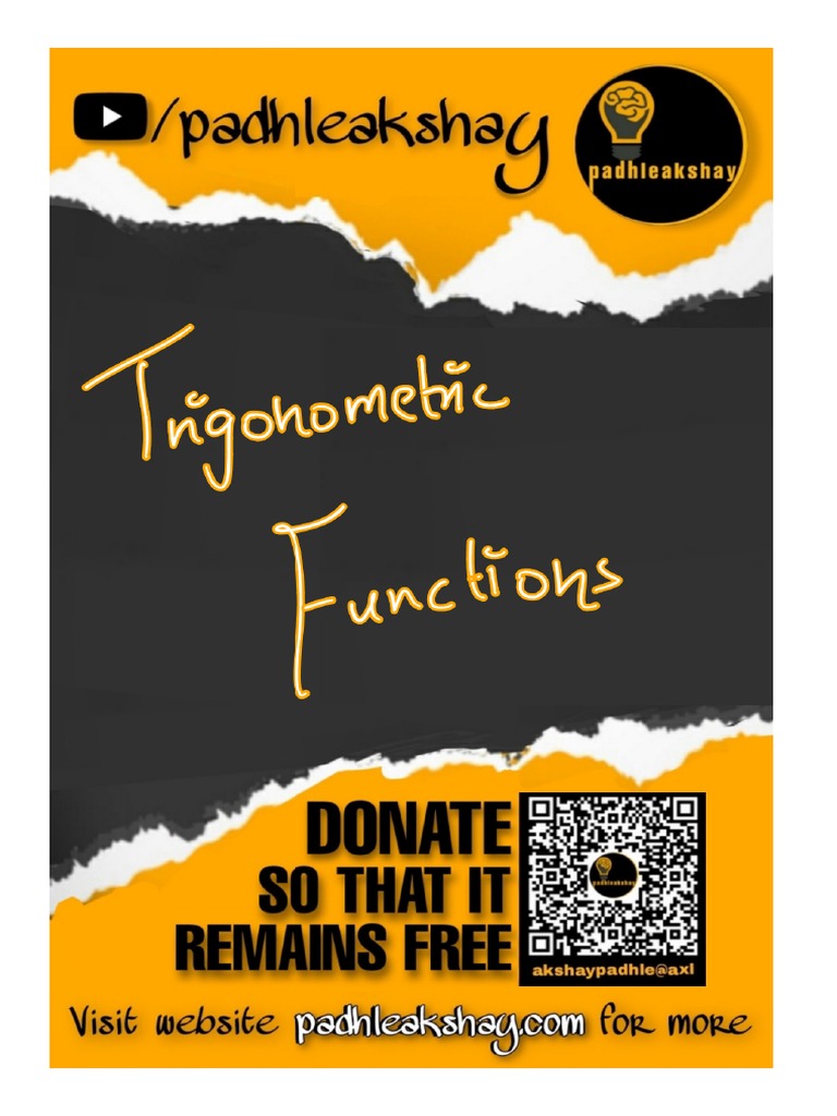 Trigonometric Functions - Class 11 JEE | PDF | Angle | Circle