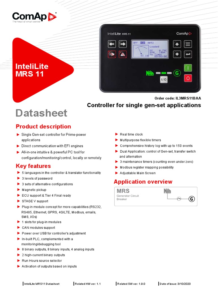 InteliLite MRS11 Datasheet - 1 | PDF | Power Supply | Computer Engineering