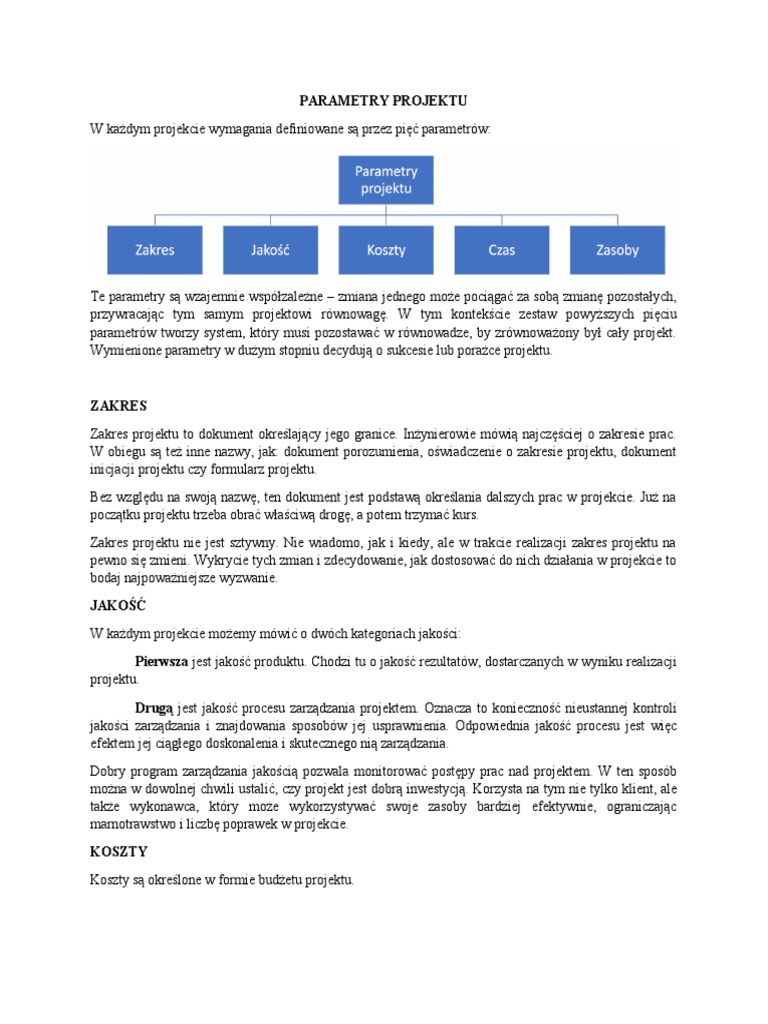Parametry Projektu | PDF
