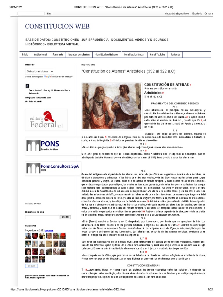 Constitución de Atenas - Aristóteles (332 Al 322 A.c) | PDF | Teseo ...