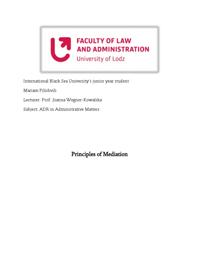 Principles of Mediation | PDF | Mediation | Alternative Dispute Resolution
