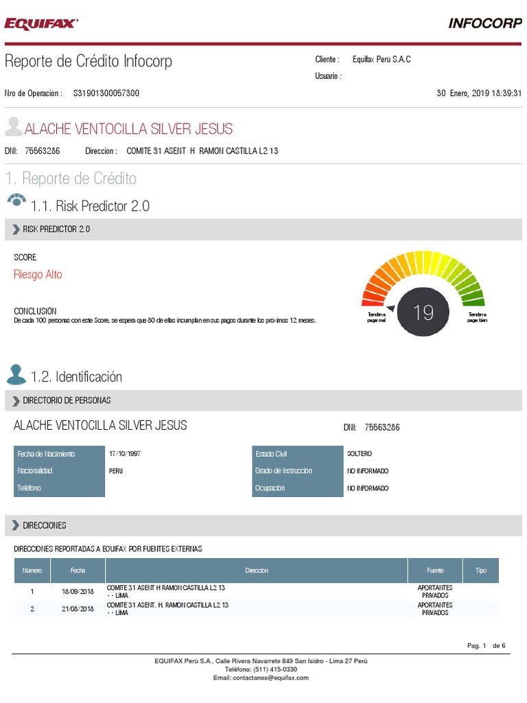 Reporte Equifax | PDF