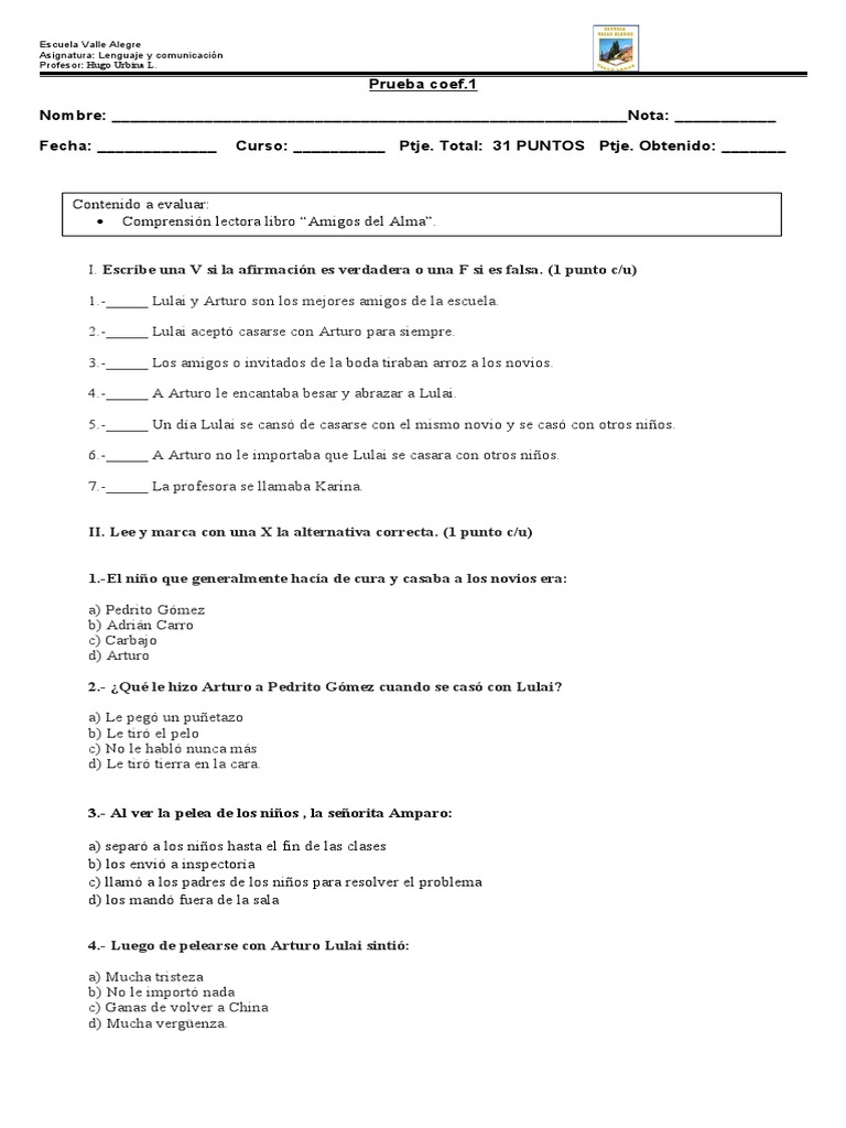 PRUEBA amigos del alma | PDF