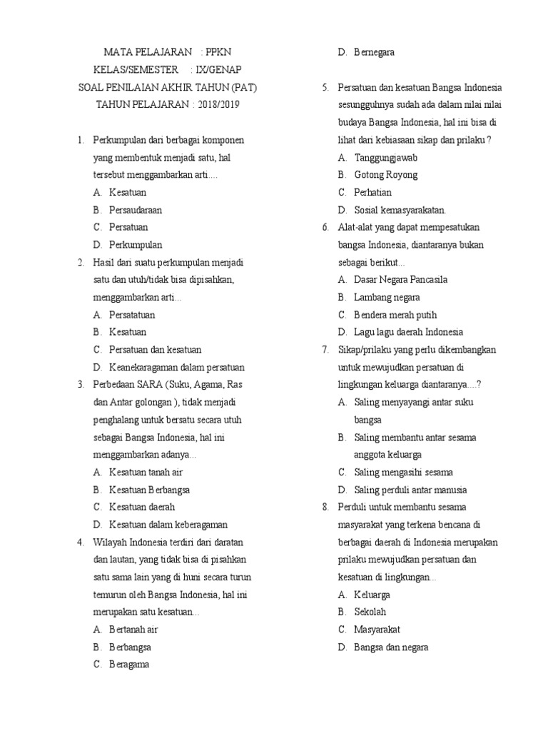 SOAL PKN | PDF | Politik | Ilmu Sosial