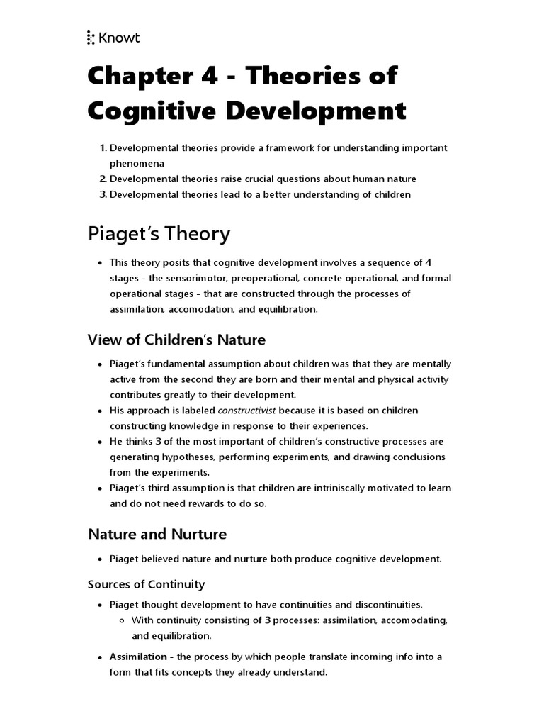 Chapter 4 - Theories of Cognitive Development | PDF | Cognitive ...