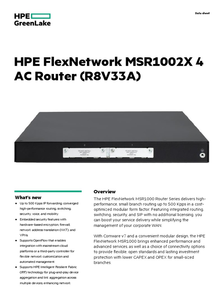 HPE FlexNetwork MSR1002X 4 AC Router-PSN1014652408VNEN | PDF
