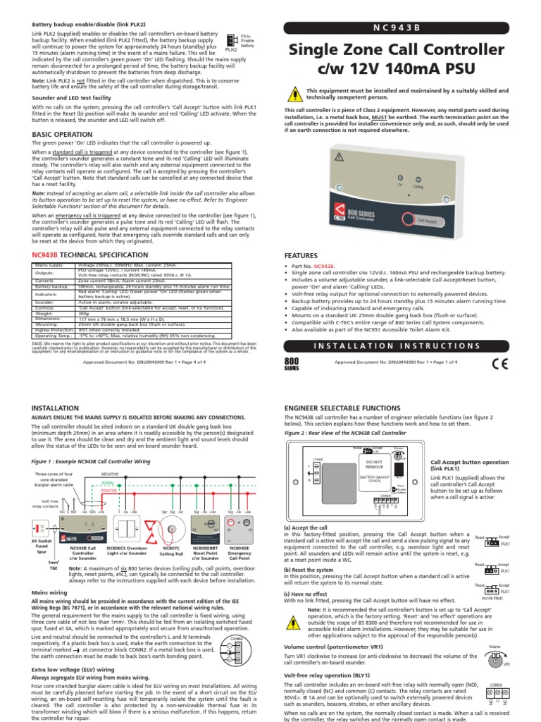 NC943B - Call Controller - Inst - DNU0943000 - Rev1 | PDF | Electrical ... NC943B - Call Controller - Inst - DNU0943000 - Rev1 | PDF | Electrical ...