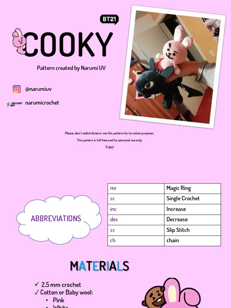 COOKY ENG PATTERN (Narumiuv) | PDF | Crochet | Decorative Arts