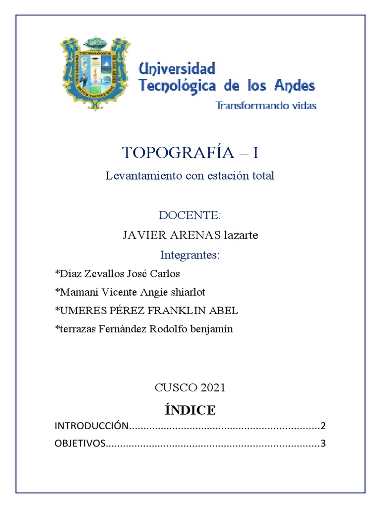 Topografia1 - Informe Estación Total | PDF | Topografía | Ciencias fisicas