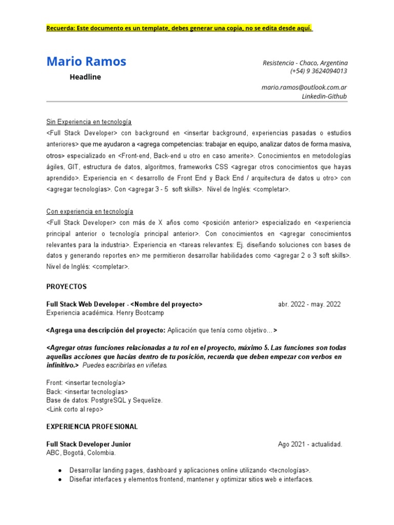 CV Henry - Template | PDF | Informática | Software