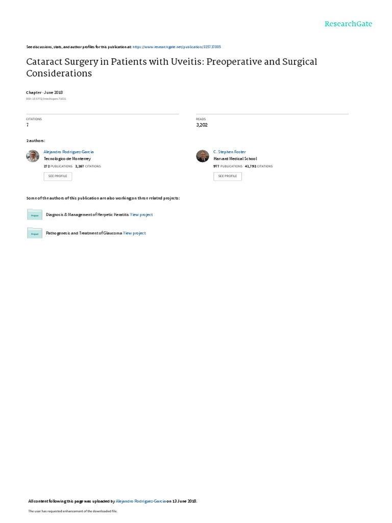 Cataract Surgery in Patients With Uveitis: Preoperative and Surgical ...