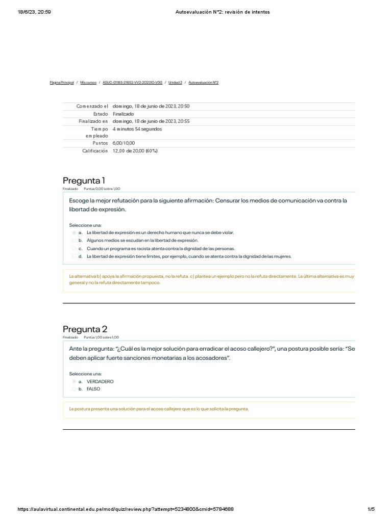 Autoevaluación N°2 - Comunicacion y Argumentacion | PDF | Derechos humanos | Justicia