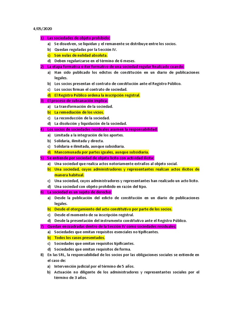 Preguntas de Parciales Sociedades | PDF | Derecho privado | Justicia