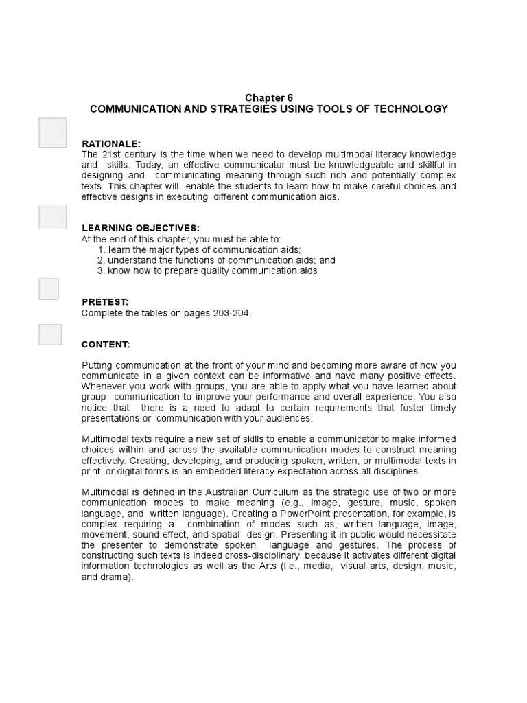 Chapter 6 Communication and Strategies Using Tools of Technology | PDF ...