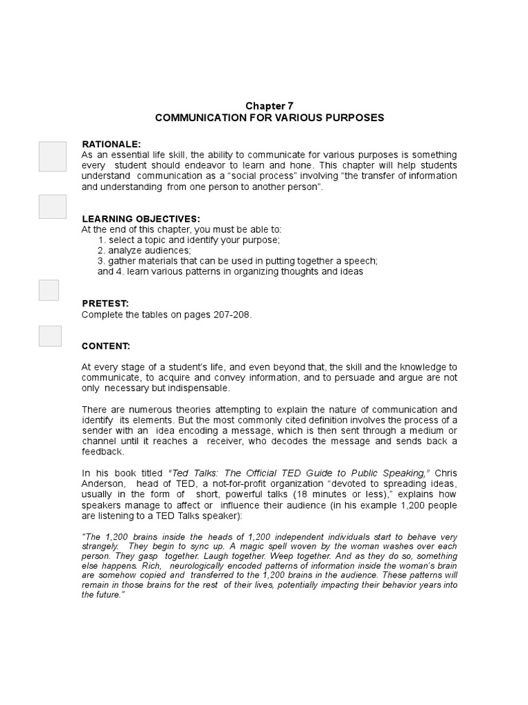 Chapter 7 Communication For Various Purposes | PDF
