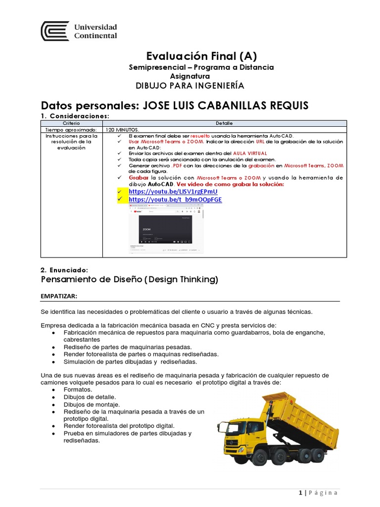 Examen Final Dib. para Ingenieria Jose Cabanillas PDF | PDF